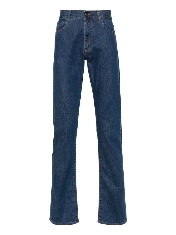 Canali Slim-cut Denim Jeans - Blue