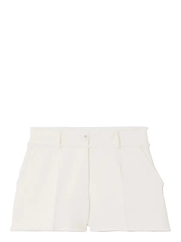 Dolce & Gabbana Frayed Wool-blend Tweed Shorts - White