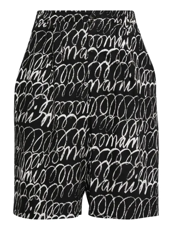 Marni Echoes-print Cotton Shorts - Black