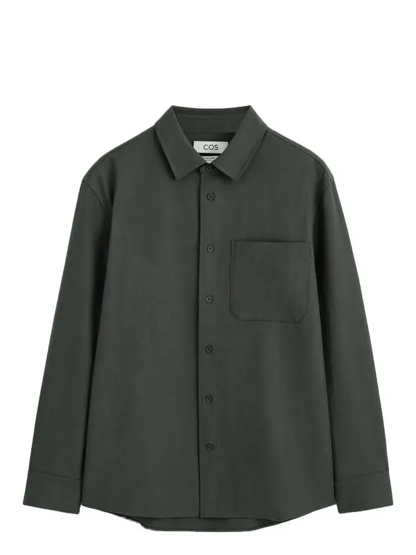 Cos Relaxed Twill Shirt - Green