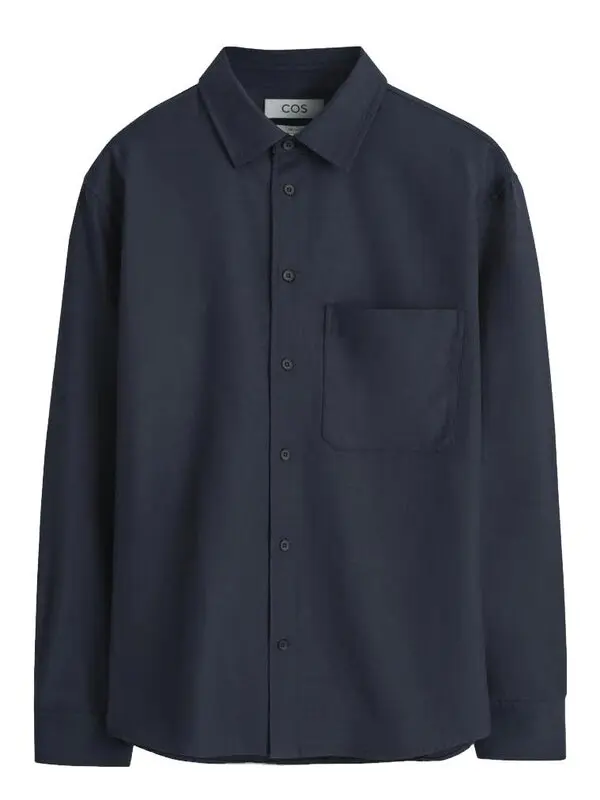 Cos Relaxed Twill Shirt - Navy