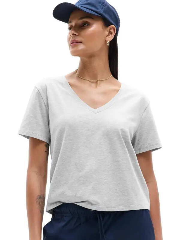 Athleta Essential V-neck Tee - Grey