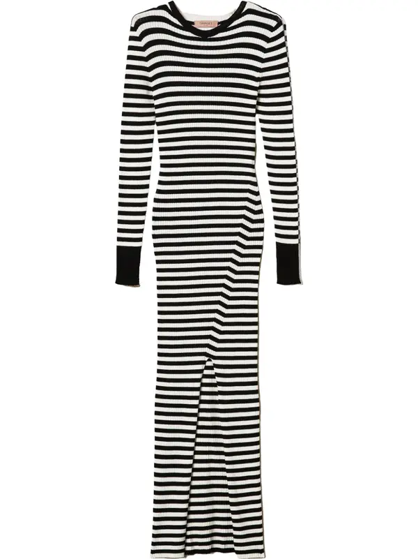 TWINSET Striped Knit Dress - Black