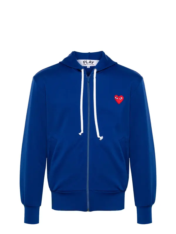 Play Comme Des Garcon Heart-appliqué Hoodie - Blue