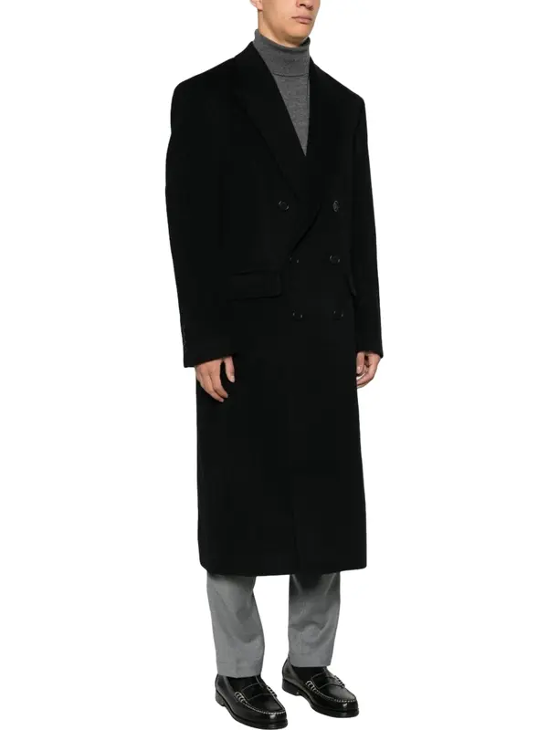 SUNFLOWER Double-breasted Coat - Black