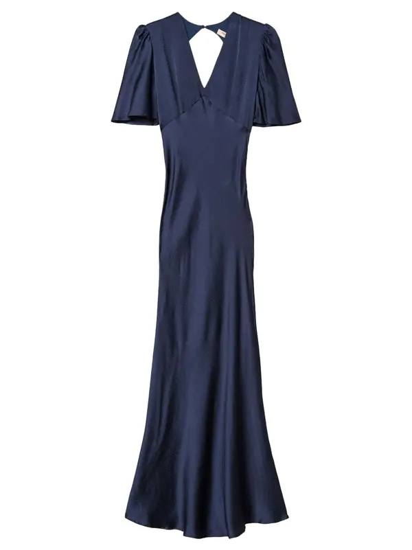 TWINSET Hammered Satin Maxi Dress - Blue