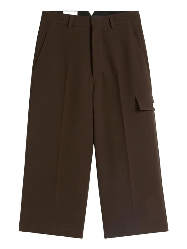 AMI Paris Virgin Wool Cropped Trousers - Brown