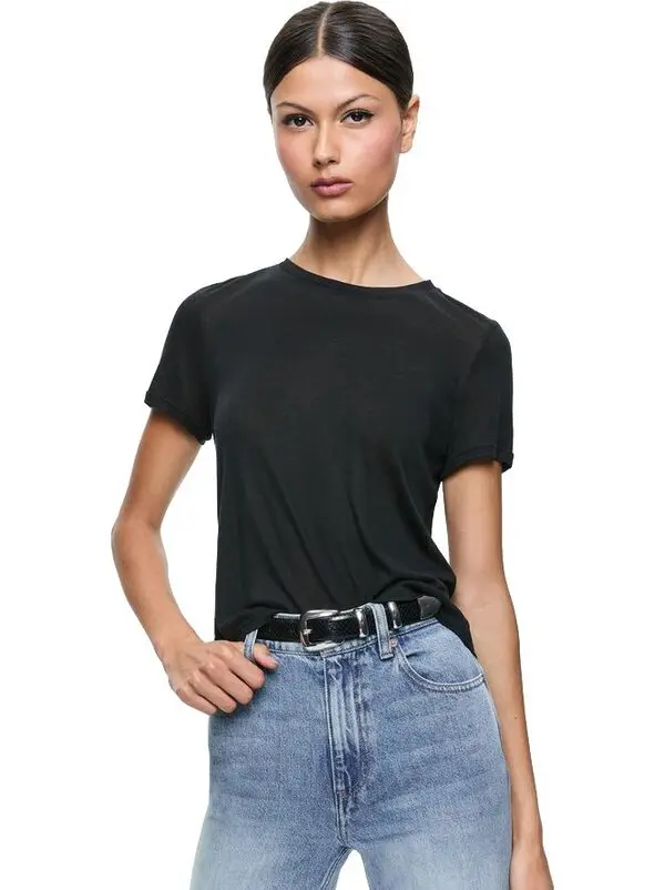 Alice + Olivia Cindy Cropped Tee - Black