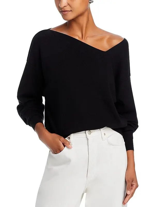Line & Dot Geometric Neck Sweater - Black