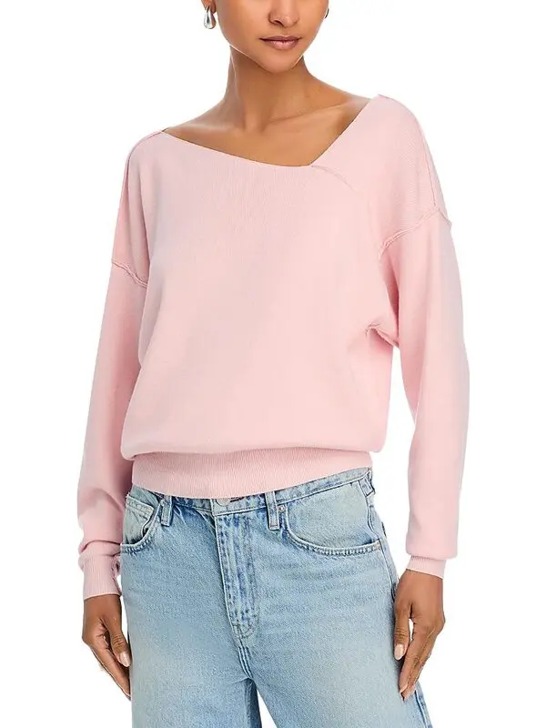 Line & Dot Geometric Neck Sweater - Light Pink