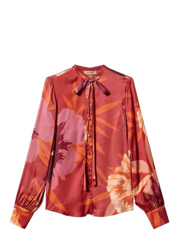 TWINSET Floral-print Satin Shirt - Red