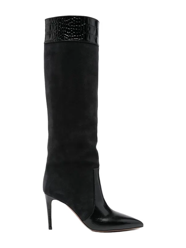 Paris Texas 85mm Crocodile-effect Boots - Black