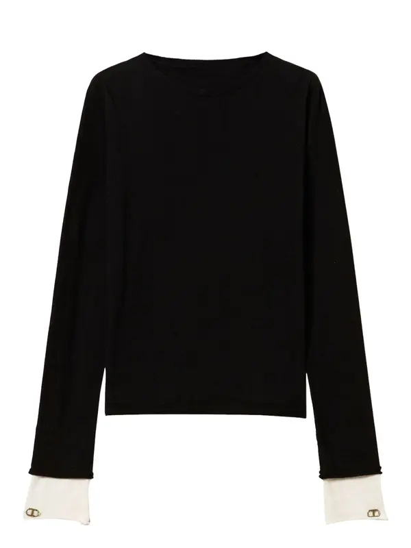 TWINSET Oval T Contrasting Jumper - Black