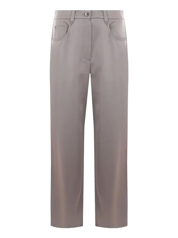 Brunello Cucinelli Wide-leg Cady-satin Trousers - Grey