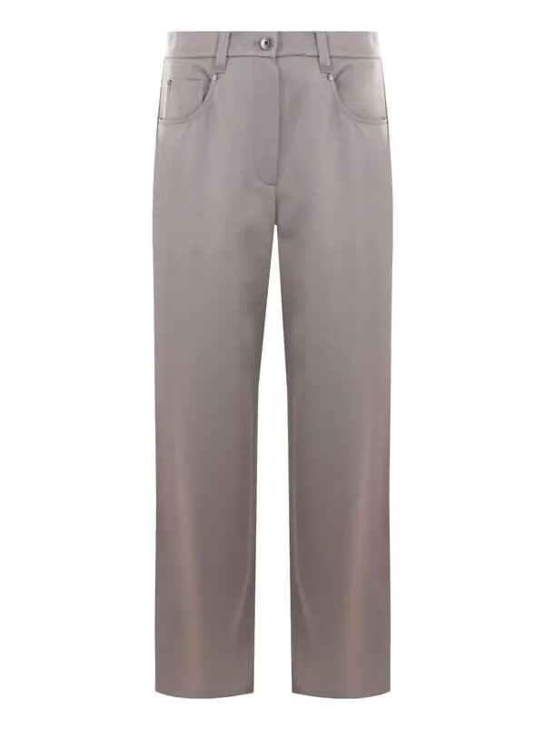 Brunello Cucinelli Wide Cady-satin Trousers - Grey