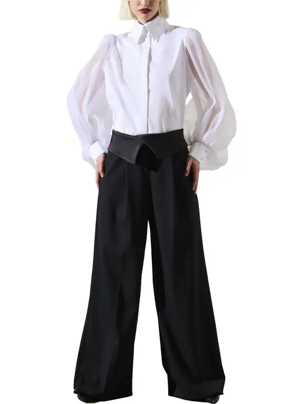 Karl Lagerfeld Kl Studio Tailored Wide-leg Trousers - Black