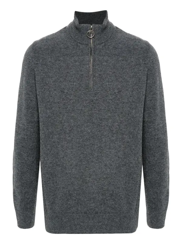 Barbour Wool Quarter Zip Sweater - Grey