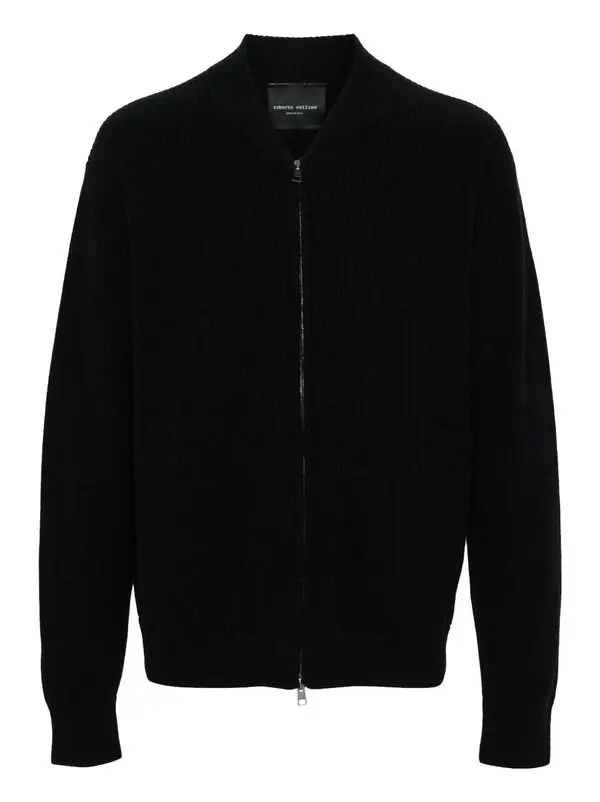 ROBERTO COLLINA Ribbed Knit Cardigan - Black