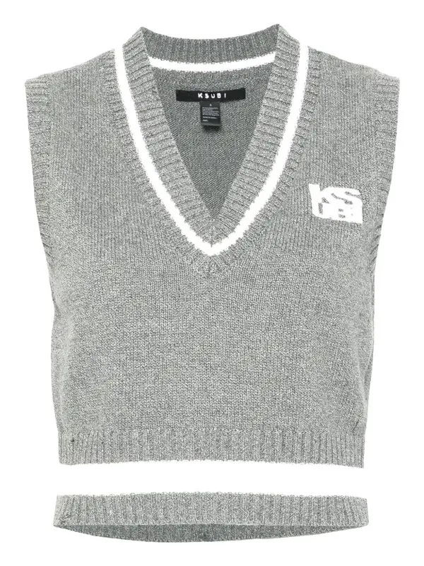 Ksubi White Cotton Knitted Skipper Vest - Grey