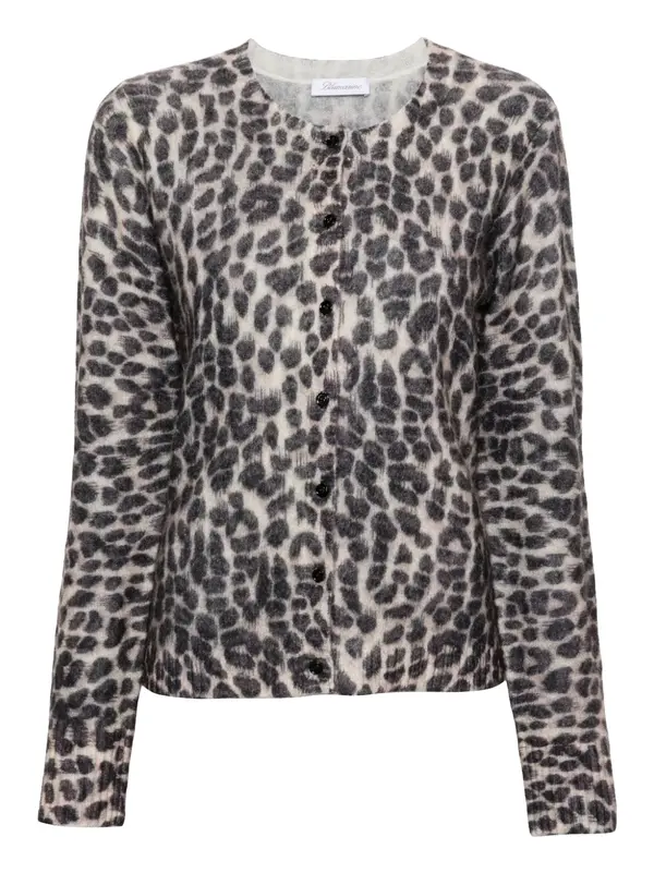 Blumarine Leopard-print Cardigan - Grey
