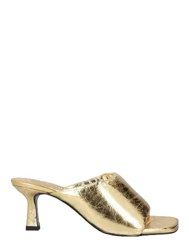 Sandro Metallic Leather Slide Sandals - Gold