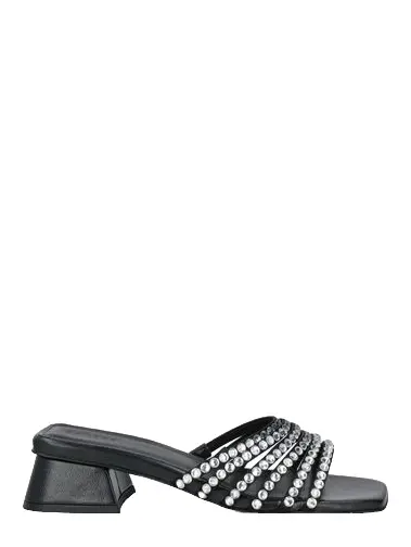 Sandro Leather Sandals With Appliqués - Black