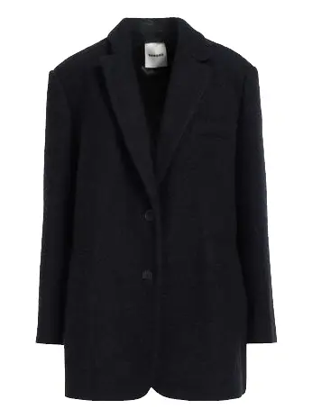 Sandro Coat In Cotton, Wool, Polyester, Acrylic, And Alpaca Wool - Blue