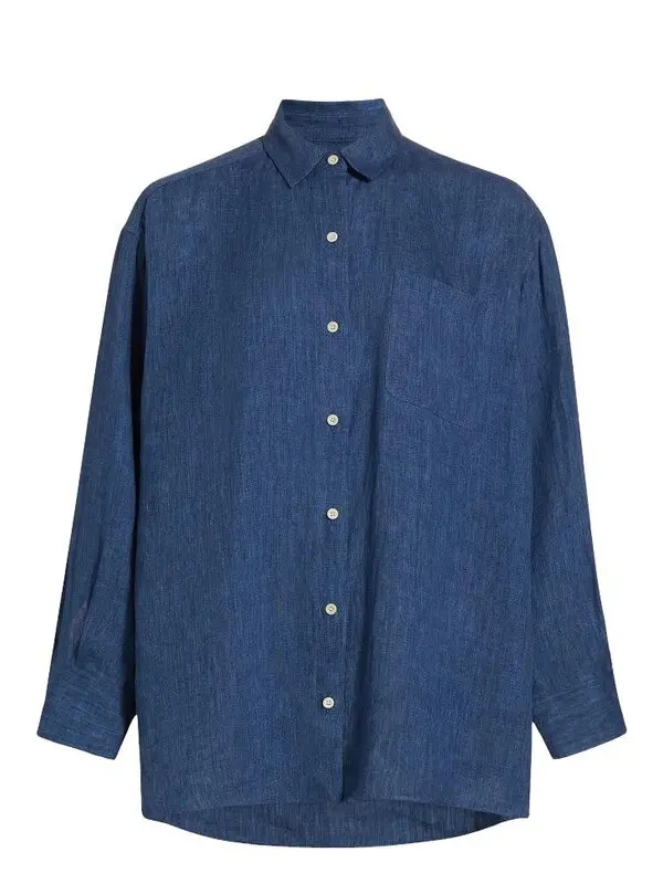 Jenni Kayne Relaxed Silk Oversized Button-up Shirt - Chambray