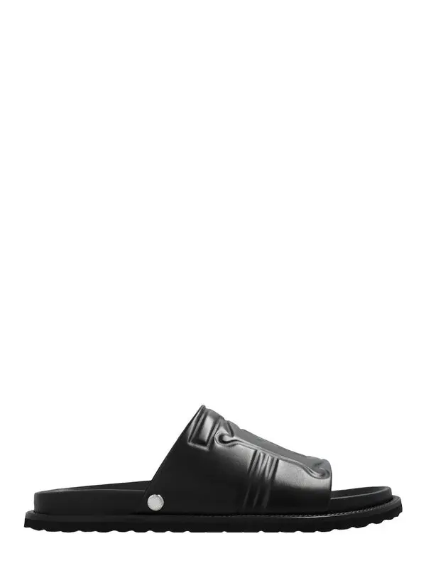 Burberry Thornton Leather Slides - Black