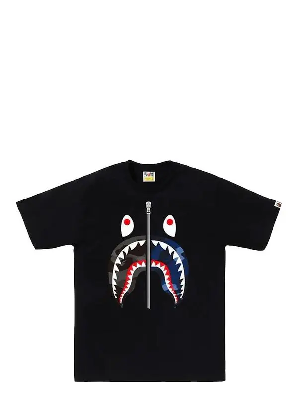 A BATHING APE Abc Camo Rebuild Shark Tee Shirt - Black