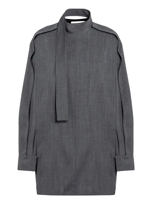 JIL SANDER Wool Shirt With Scarf - Grey