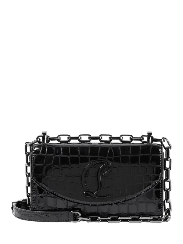 CHRISTIAN LOUBOUTIN Loubi54 Croc-effect Leather Shoulder Bag - Black