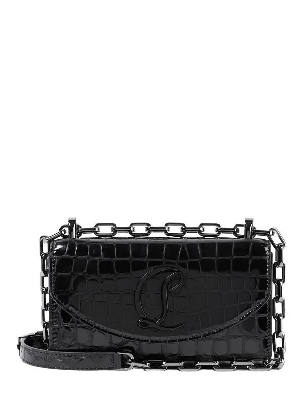 CHRISTIAN LOUBOUTIN Loubi54 Croc-effect Leather Shoulder Bag - Black