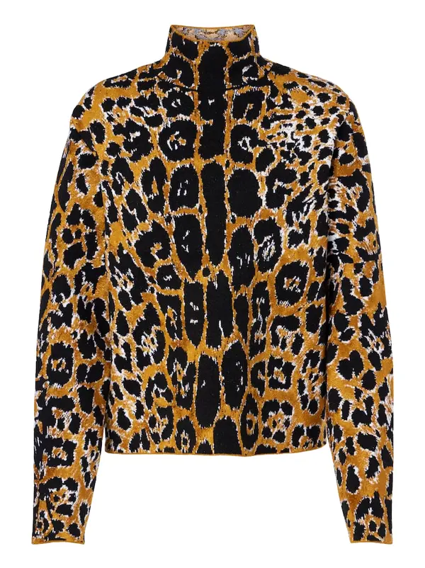 Alaïa Leopard Jacquard Sweater - Brown