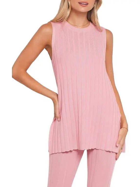 PETAL & PUP Wide Rib Sweater Tank & Straight Leg Pants Set - Rose