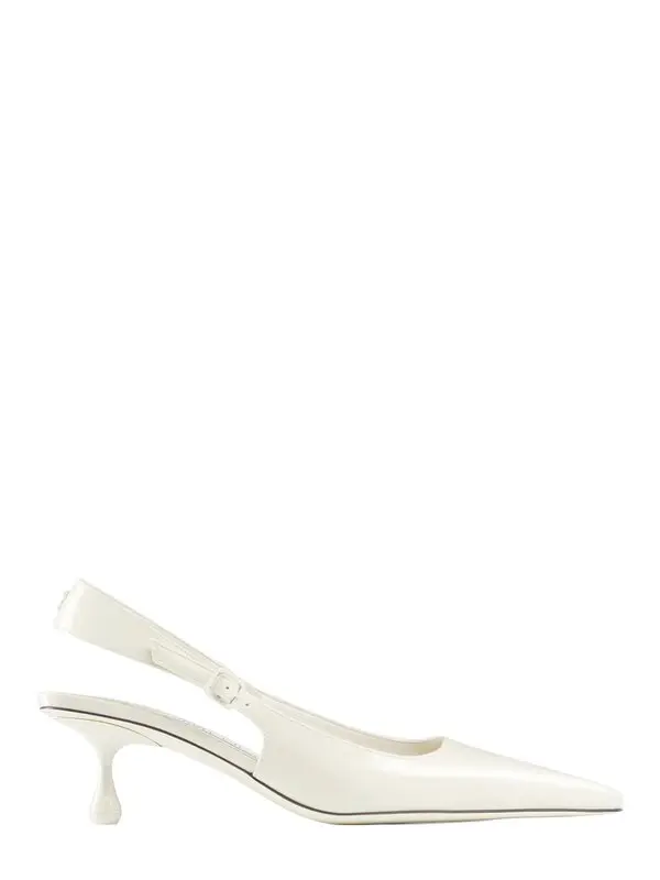 JIMMY CHOO Amel 50 Leather Slingback Pumps - White