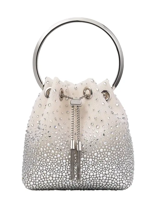 JIMMY CHOO Embellished Bon Bon Top-handle Bag - White