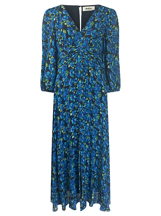 RO&ZO Floral Print Midi Dress - Blue