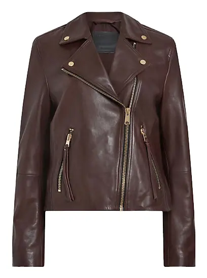 ALLSAINTS Dalby Leather Biker Jacket - Oxblood Red