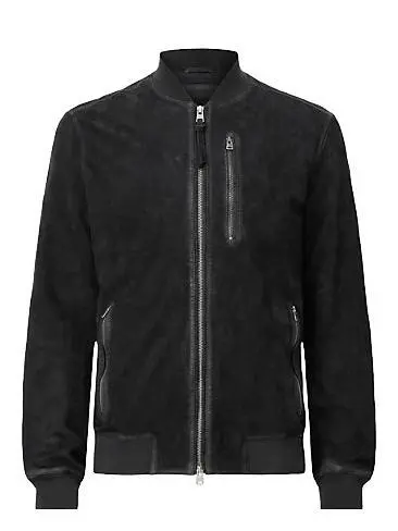 ALLSAINTS Kemble Regular-fit Zip-up Suede Bomber Jacket - Black