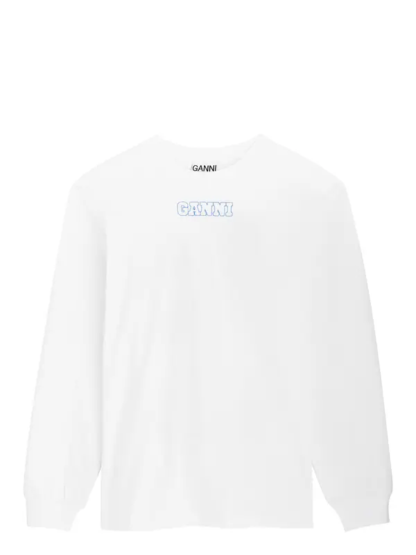 GANNI Logo-embroidered Cotton Top - White
