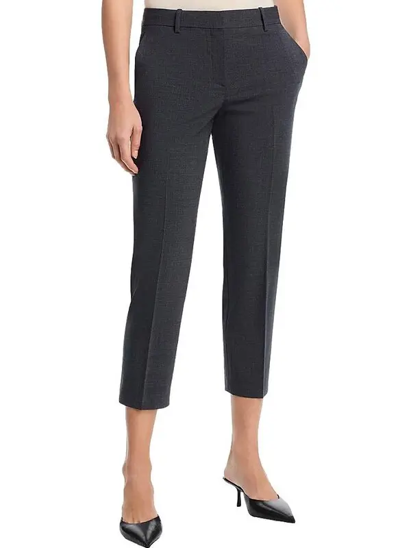 Theory Treeca Wool-blend Cropped Pants - Charcoal Melange