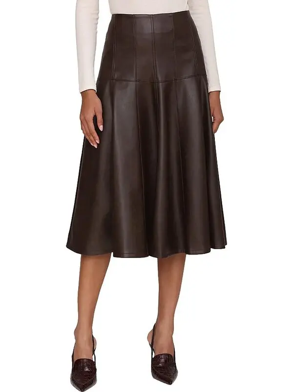 Bagatelle Faux Leather A-line Skirt - Bitter