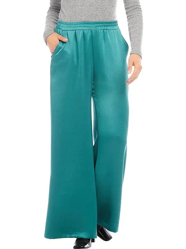 Karen Kane Satin Wide-leg Pants - Glass