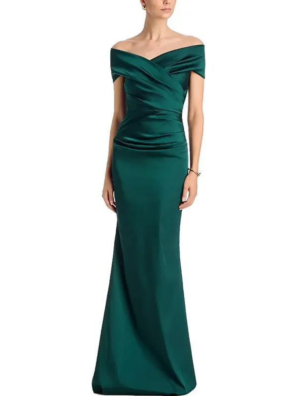 Rickie Freeman For Teri Jon Satin Stretch Gown - Forest