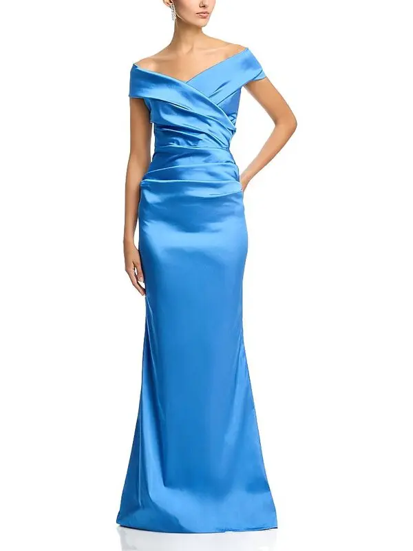 Rickie Freeman For Teri Jon Satin Stretch Gown - Periwinkle