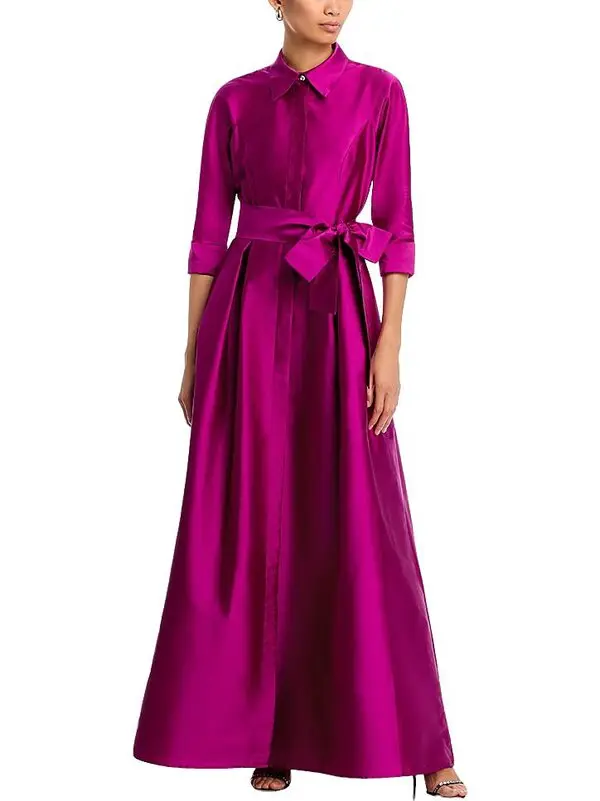 Rickie Freeman For Teri Jon Shirt Dress Gown - Berry