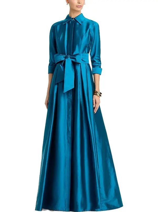 Rickie Freeman For Teri Jon Shirt Dress Gown - Teal