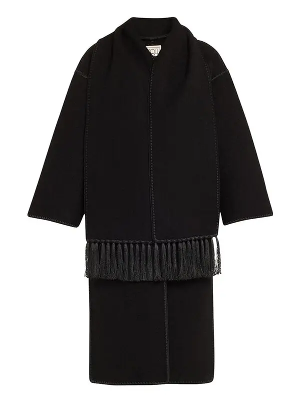 TOTEME Fringe Embroidered Wool Coat - 001 Black