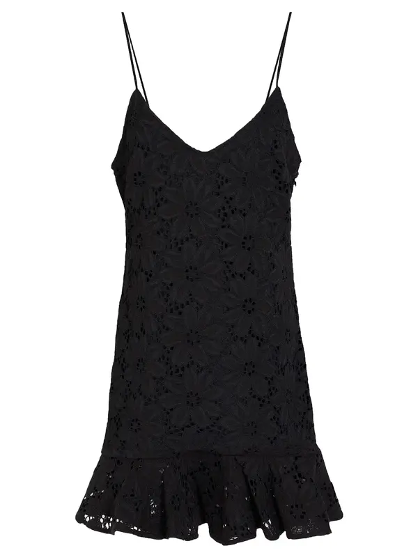 Remain Birger Christensen Ruffled Corded Lace Mini Dress - Black